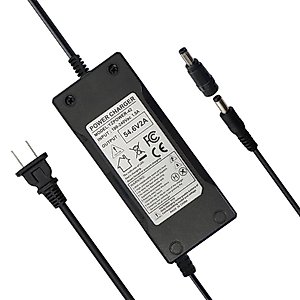 aunstarwei 54.6V 2A Power Supply Adapter Charger for 48V Lithium Li-ion Battery Pack with DC 5.5x2.5mm Plug