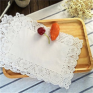 DECORA 9X6.5 Inch Rectangle White Paper Doilies for Birthday Party Wedding Tableware Decoration,Pack of 200