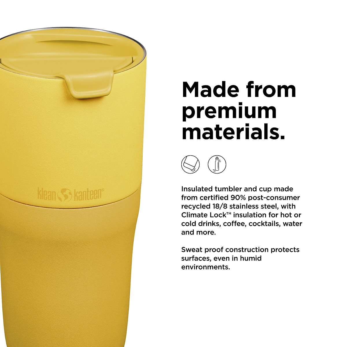 Klean Kanteen Rise 26oz Tumbler - Stainless Steel with Flip Lid - Old Gold