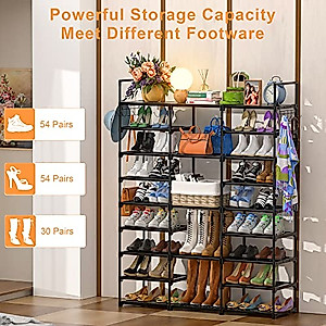 Huolewa Shoe Rack Storage Organizer, 9 Tier Large Shoes Rack for Entryway Closet Garage, Free Standing Tall Shoe Shelf Stand, Sturdy Big Metal Shoe Rack for 50-55 Pair Shoe Boot
