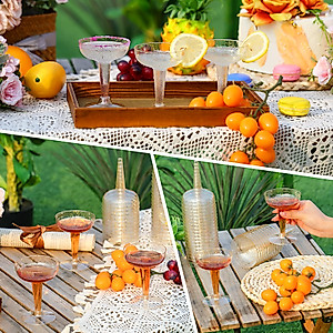 Censen 100 Pcs 4 oz Plastic Martini Glasses Cocktail Glasses Champagne Coupe Transparent Margarita Cups Gold Disposable Party Stemware for Wine Dessert Birthday Wedding(Glitter)