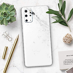 DesignSkinz White and Black Marble Surface Protective Vinyl Decal Wrap Skin Cover Compatible with The Samsung Galaxy S20 (Screen Trim & Back Glass Skin)