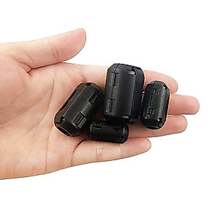 (Pack of 20pcs) Clip-on Ferrite Ring Core RFI EMI Noise Suppressor Cable Clip for 3mm/ 5mm/ 7mm/ 9mm/ 13mm Diameter Cable, Black
