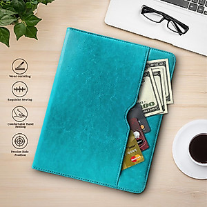 Leather Cases for IPad Pro 12.9 Case 6th/5th/4th/3rd Generation - Protective Multi-Angle Folio with Pencil Holder & Pocket - Auto Wake/Sleep, Premium PU Leather Cover - Midnight Green