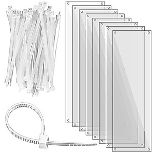 Sweetude 16 Pcs Pet Cage Liner 14'' x 4.5'' Cage Urine Guard Side Lining Clear Sheet Rabbit Guinea Pig Side Lining with Holes Zip Ties for Hedgehog Hamster Chinchilla Rabbit and Other Small Animals