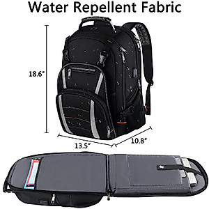 18.4''Laptop Backpack,Extra Large Travel Gaming Laptop Backpacks With USB Charging Port,TSA Friendly Flight Approved RFID Antitheft,Water Resistant MenWomen College Bookbag School Student Computer Bag