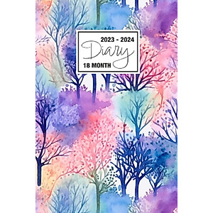 2023 - 2024: 18 Month Diary A5 Week to View on 2 Pages Weekly Journal Agenda WO2P Planner Jul 23 to Dec 24 Horizontal With Moon Phases, Astronomical ... Forest Watercolour Pastel Dreamscape