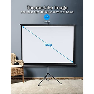 Projector Screen with Stand, HYZ 120 inch Projector Screen 4K HD with Wrinkle-Free Design, Indoor Outdoor for Backyard Movie Night, Office Presentation(1.1Gain, 4:3, 160°Viewing Angle&Carry Bag)