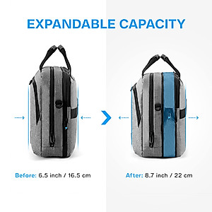 BAGSMART 17.3 Inch Laptop Bag, Expandable Computer Bag Laptop Briefcase Men Women,Laptop Shoulder Bag,Work Bag Business Travel Office, Grey