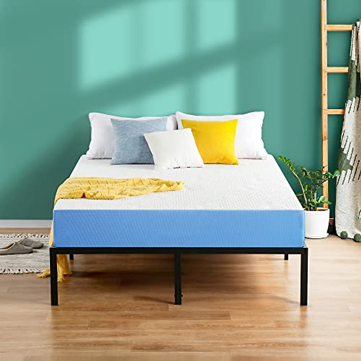 Oleesleep 6 Inch Ventilated Gel Infused Memory Foam Mattress, CertiPUR-US Certified, Blue, Queen