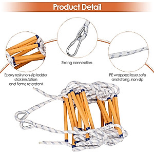 QCLUEU Emergency Fire Escape Ladder Flame Resistant Safety Extension Rope Ladder with 3 Hooks, 2-3 Story Homes Reusable Compact & Portable External Ladder (Size : 10FT/3M)