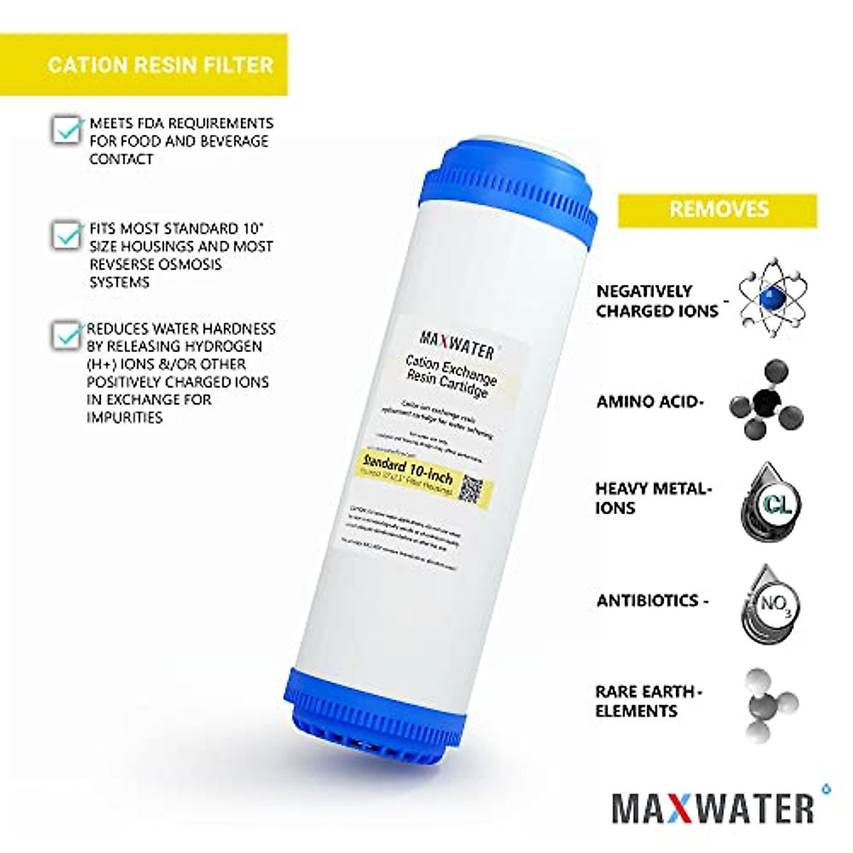(2 Pack) Calcium, Magnesium TDS Hardness Reduction Water Softening Cation Resin Filters compatible with 10" Standard Whole House Water Filter Systems