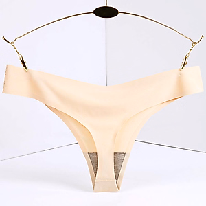 Closecret Lingerie Women 6 Pack Seamless Thongs Underwear Ice Silk Comfy G-string Panties (Medium, 6 Colors)