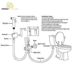MAKEJ Toilet Bidet Sprayer Douche Kit Gold Hand Held Shower Faucet Stainless Steel Copper Valve Set(E)