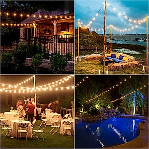 OOOLED Solar String Lights Outdoor Waterproof 100FT with Remote, 52 LED Shatterproof ST38 Vintage Edison Bulbs, 3 Light Modes, Dimmable& Timable Hanging Lights for Outside Backyard