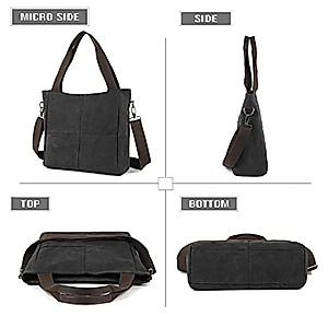 KUANG! Women's Canvas Tote Shoulder Bags Handbag Satchel Purses Small Work Travel Crossbody Bag