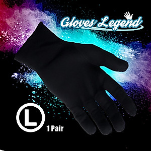 1 Pair (2 Gloves) - Gloves Legend Black 100% Cotton Jewelry Coin Silver Parade Fashion Inspection Work Safety Gloves - Size Large