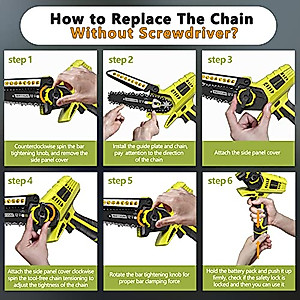 SEYVUM Mini Chainsaw with 2 Batteries 2 Chains, Portable Electric Chainsaw Cordless Handheld Small Power Chain Saws with Security Lock, Hand Saw for Trees Trimming Branch Wood Cutting