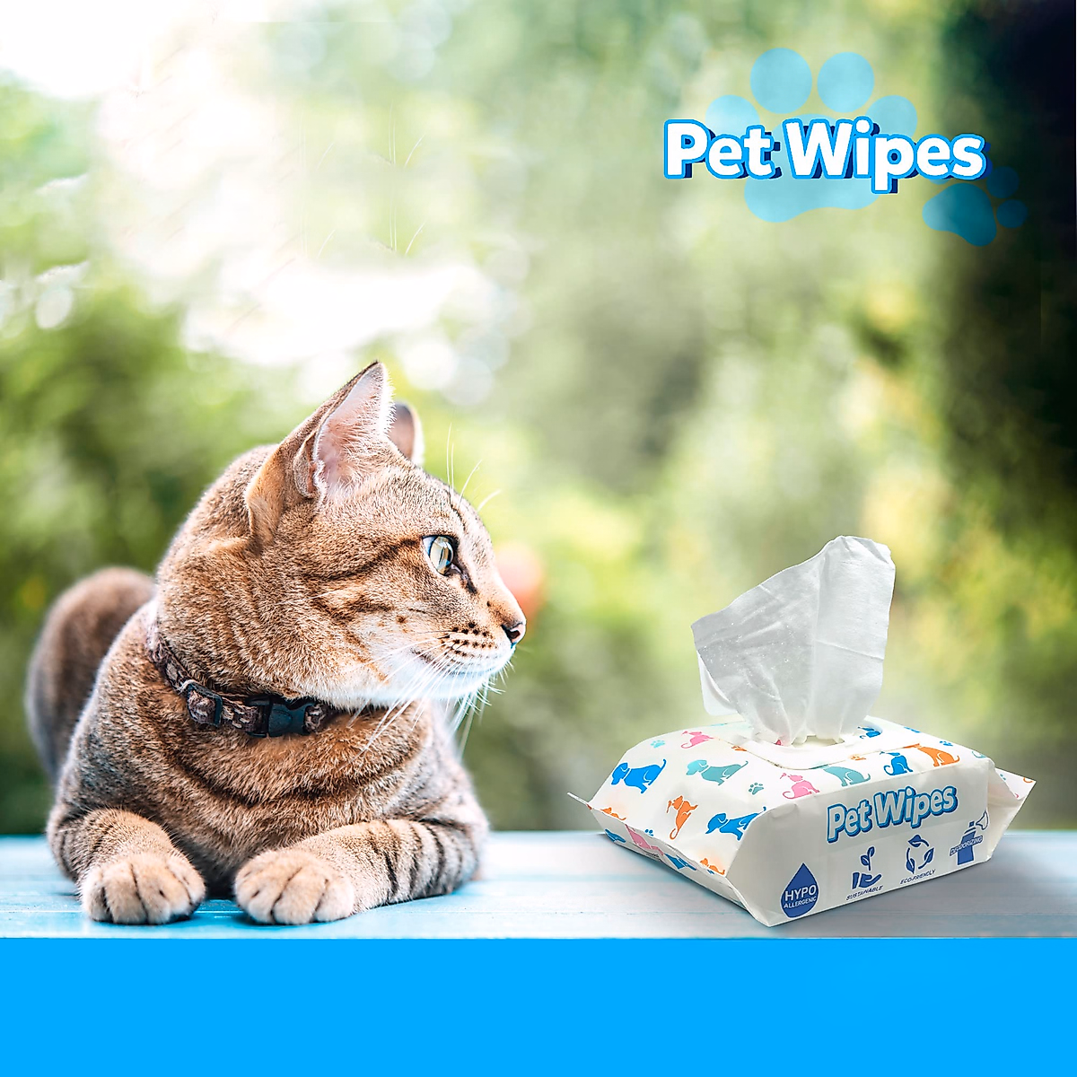 Pets Depot 100 Gentle Puppy Wipes for Butt and Paws - Hypoallergenic, Easy to Use for Dog and Cat Cleaning and Deodorizing - Wet Grooming Wipes to Sanitize Your Pet's Toys