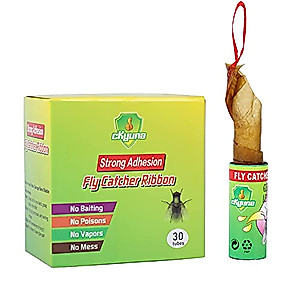 Ckyuna 30 Packs Fly Paper，Fly Strips，Fly Tapes, Fly Trap, Fly Catcher Ribbon,Fly Catcher Trap, Fly Ribbon, Fly Bait