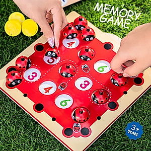 KidEwan Ladybug's Garden Memory Game, Educational Toys for Kids Ages 3 and Up, Memory Matching Board Game with Double-Sided Cards, Preschool Learning Toy for Toddlers Boys Girls