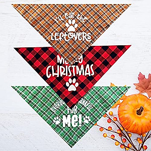 3 Pack Thanksgiving and Christmas Bandana Set, Holiday Buffalo Fall and Winter Bib for Large Medium Small Puppies Pets