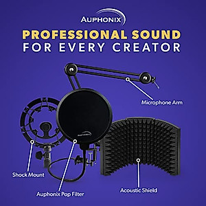 Auphonix Pro Microphone Shock Mount - Mic Holder Compatible w/Blue Yeti, Snowball & Pro Microphones