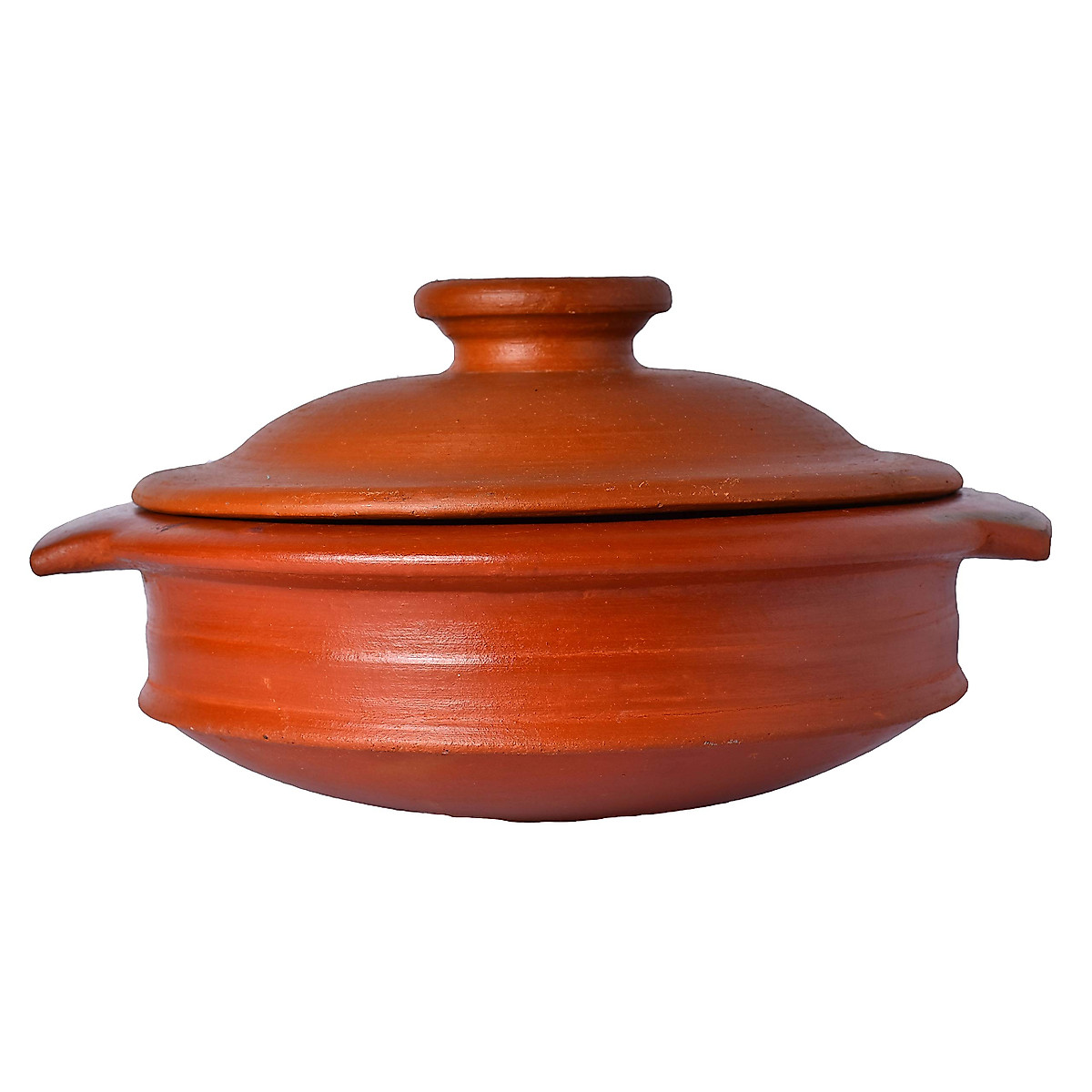 Indian best traditional cookware earthenware| Cookware for Cooking and Serving- Handi Small Size-Organic-Pre-Seasoned-Natural Red- 3 Liter with Lid
