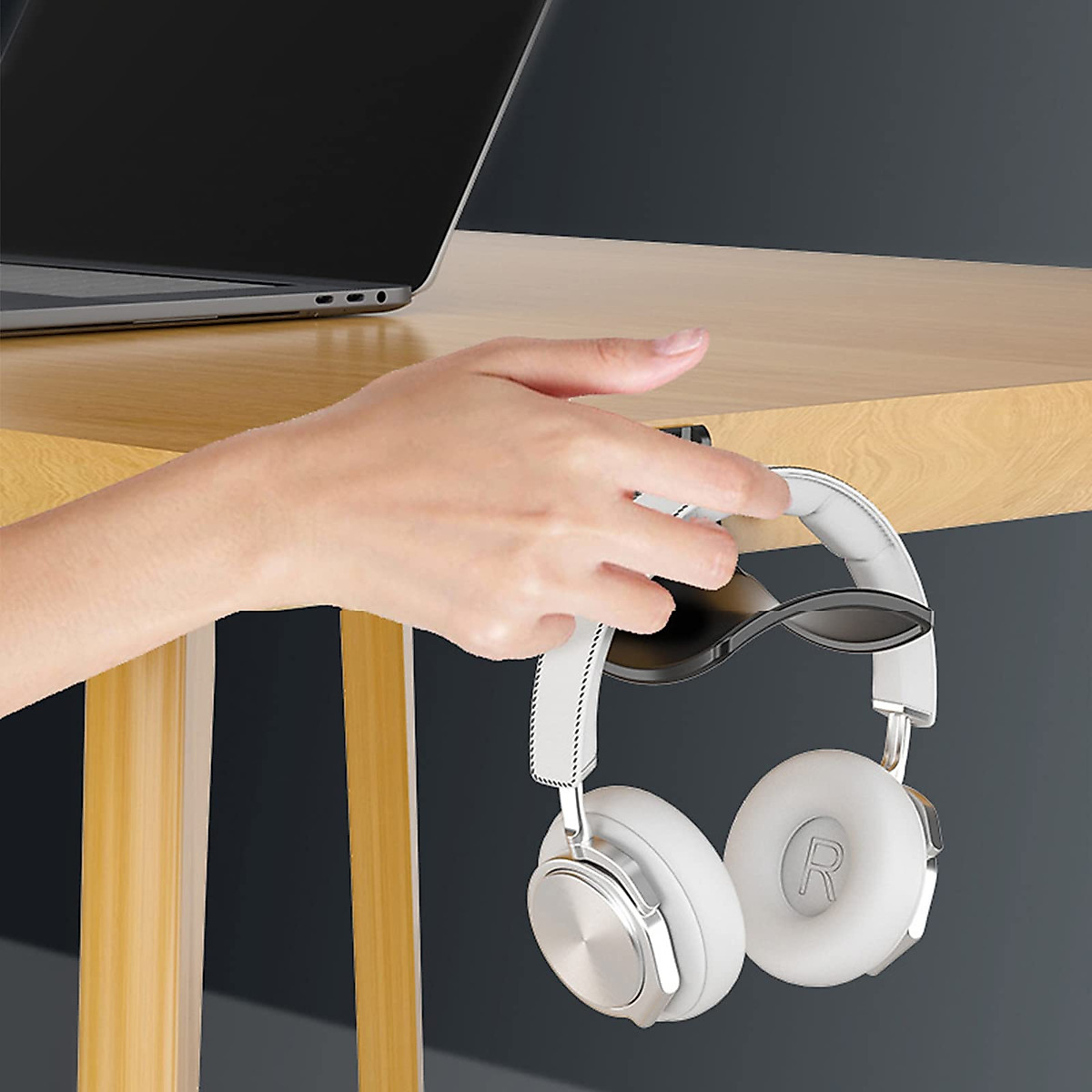 SIROLISA 2-Pack Never Fall Headphone Hooks Hanger Wall Mount, Headset Holder Stand for Universal Gaming Headset Airpods Max Sony Bose Beats, Strong Adhesive by Screws