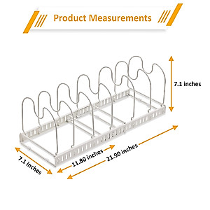 COZIMORE Pots and Pans Organizer,Pan Organizer rack for cabinet, and Rack Organizer with 7 dividers,Dish Rack for Cabinets, Lid Organizer, Cabinet Organizer WHITE