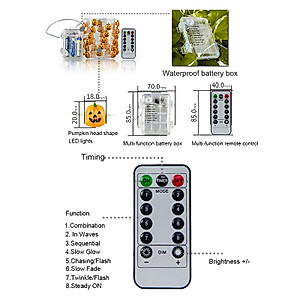 Halloween Decorations Outdoor, LED Pumpkin Lights, Battery Operated with Waterproof 8 Modes Twinkle Lights, for Halloween Party Home Garden Tree Porch Decoration