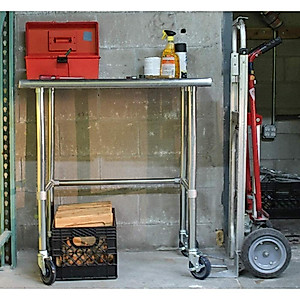 AmGood 18" X 48" Stainless Steel Work Table - with Open Base & Wheels | Food Prep | Utility Work Station | NSF Certified