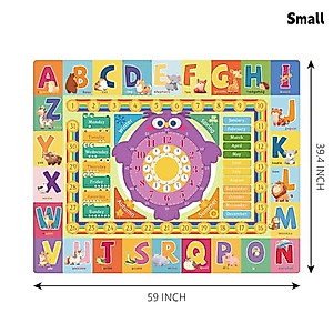 Vmterliya Educational ABC Kids Rug, TPR Nonslip Toddler Baby Child Learning Carpet Rug Playmat with Season, Month, Week and Animal for Classroom Playroom Bedroom
