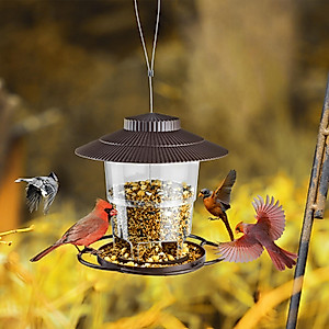 Samhe Bird Feeders for Outside, Squirrel Proof Waterproof 2.2 Lbs Capacity Easy to Fill, Retractable Wild Bird Feeders for Outdoors Hanging, Yard Garden Decoration