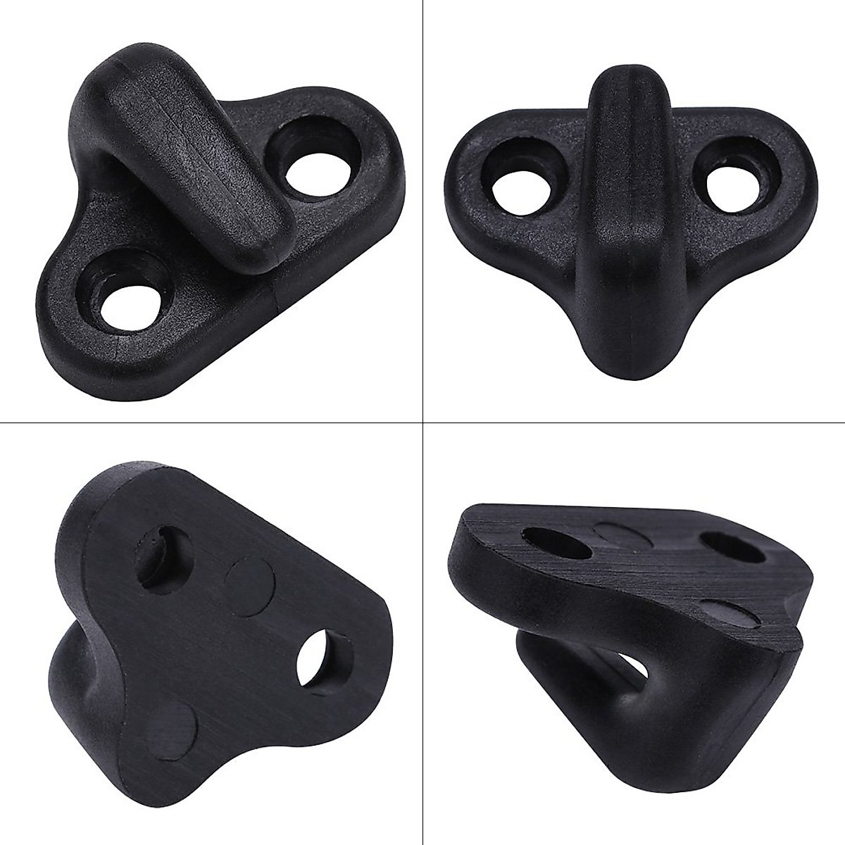 Kayak Lashing Hooks,4pcs Nylon Lashing Hook,Kayak Lashing Hooks J Hooks Nylon Bungee Hooks J Shape Hooks Replacement Black with Flat Head Screws for Kayak Canoe Paddle Board Boat Deck Rigging Kit
