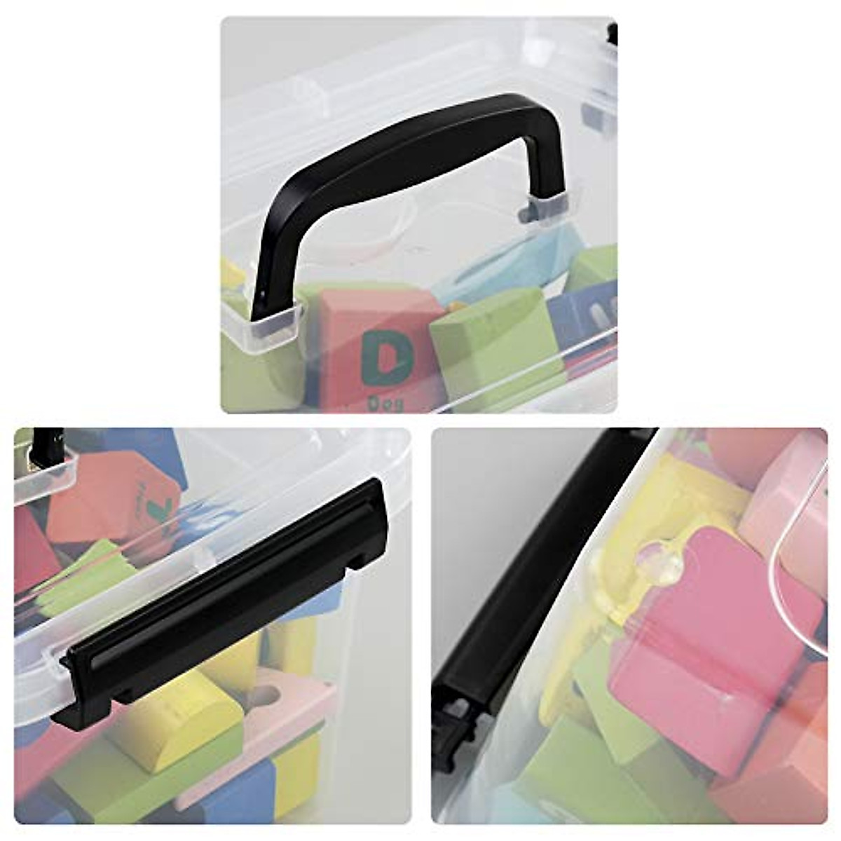 Tstorage 8 Quart Plastic Storage Clear Latch Boxes, Clear Containers with Lids and Handles, 6 Packs