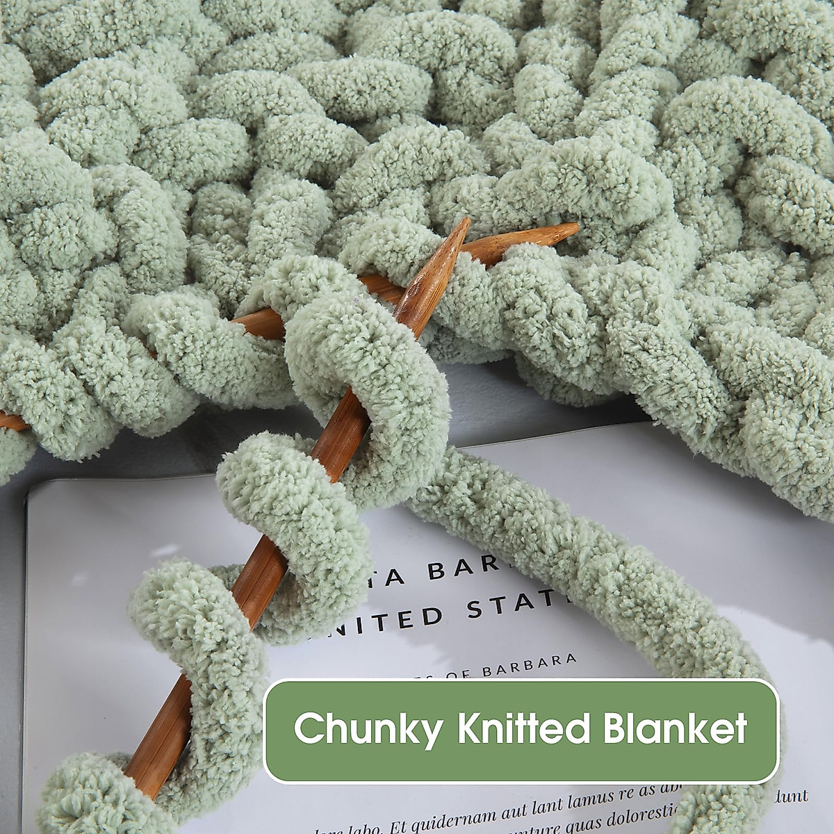 MABOZOO Chunky Yarn for Crocheting 8 Pack,Sage Green Fluffy Jumbo Chenille Yarn,Soft Plush Yarn Bulky,Giant Thick Fuzzy Yarn for Hand Knitting or Arm Knitting (31.7 yds,8 oz Each Skein)