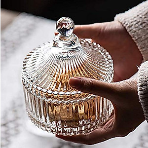 1PCS 300ml/10oz Tent Shaped Crystal Glass Candy Dish with Lid Candy Box Sugar Bowl Jar Biscuit Barrel Candy Buffet Storage Container for Home Office Desk Decor