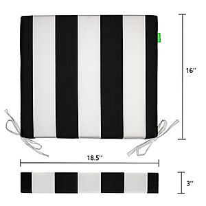 Incoroy Outdoor Chair Cushions for Patio Furniture Set of 2, Patio Seat Cushions with Ties 18.5''x 16'', Water Repellant Outdoor Cushions Patio Furniture Cushions, Outdoor Chair Pads Fade Resistant