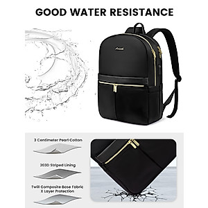 LOVEVOOK Travel Laptop Backpack Women, 15.6 Inch Anti-Theft Water Resistant Computer Back Pack, College Work Teacher Nurse Bag with USB Charging Port, Large Capacity, Black