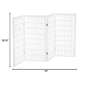 3 ft. Short Window Pane Shoji Screen - White - 4 Panels