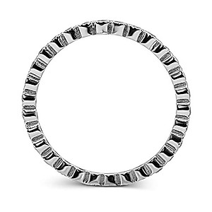 ORO LEONI 925 Sterling Silver Cubic Zirconia Stackable Ring. (SILVER-1, 7)