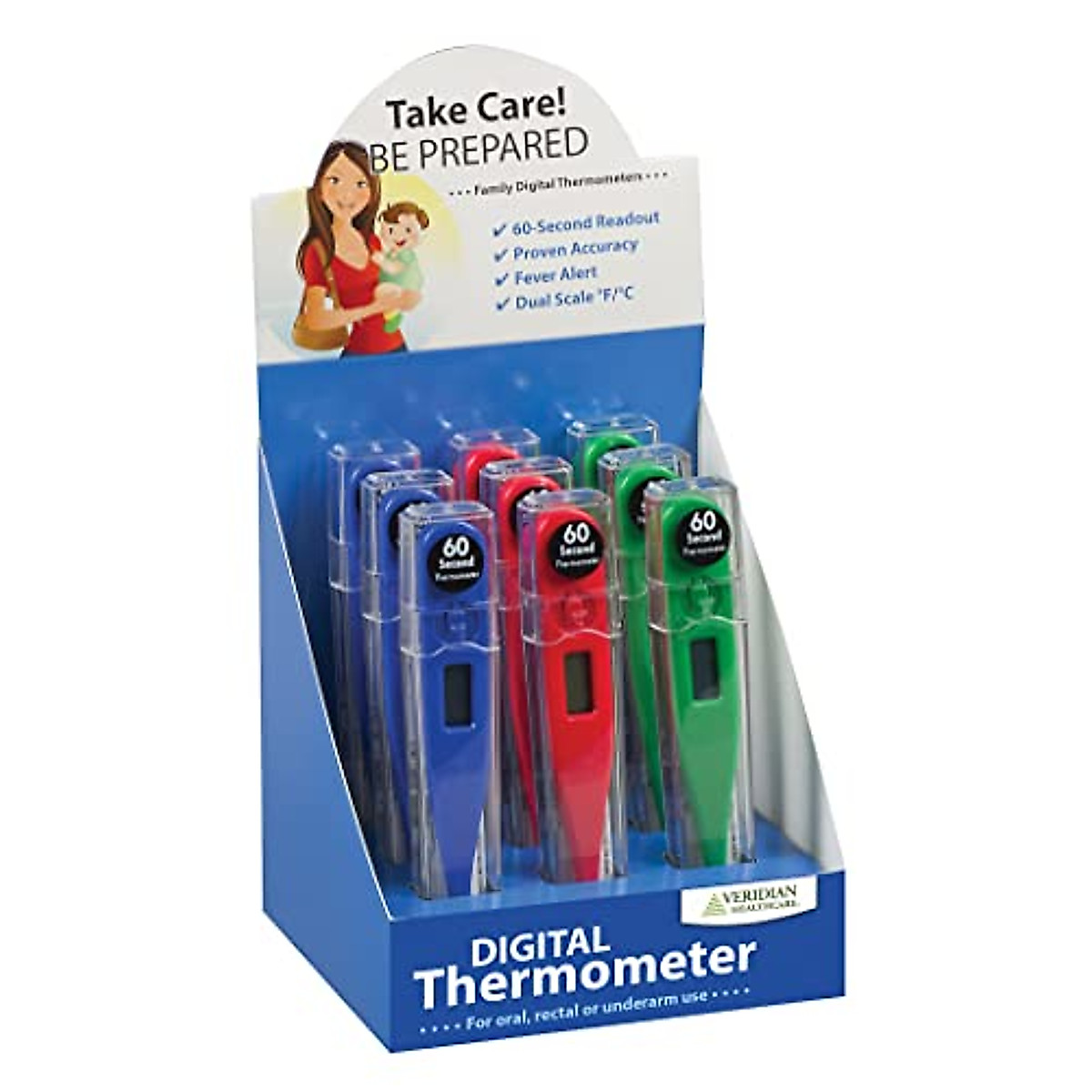 Veridian Healthcare 08-302VC 9-Piece Digital Thermometer Display
