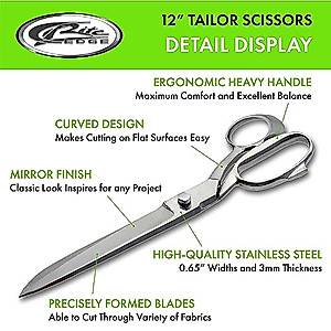 Szco Supplies 12" Professional Heavy-Duty Fabric Scissors For Tailoring With Mirror Finished Handle