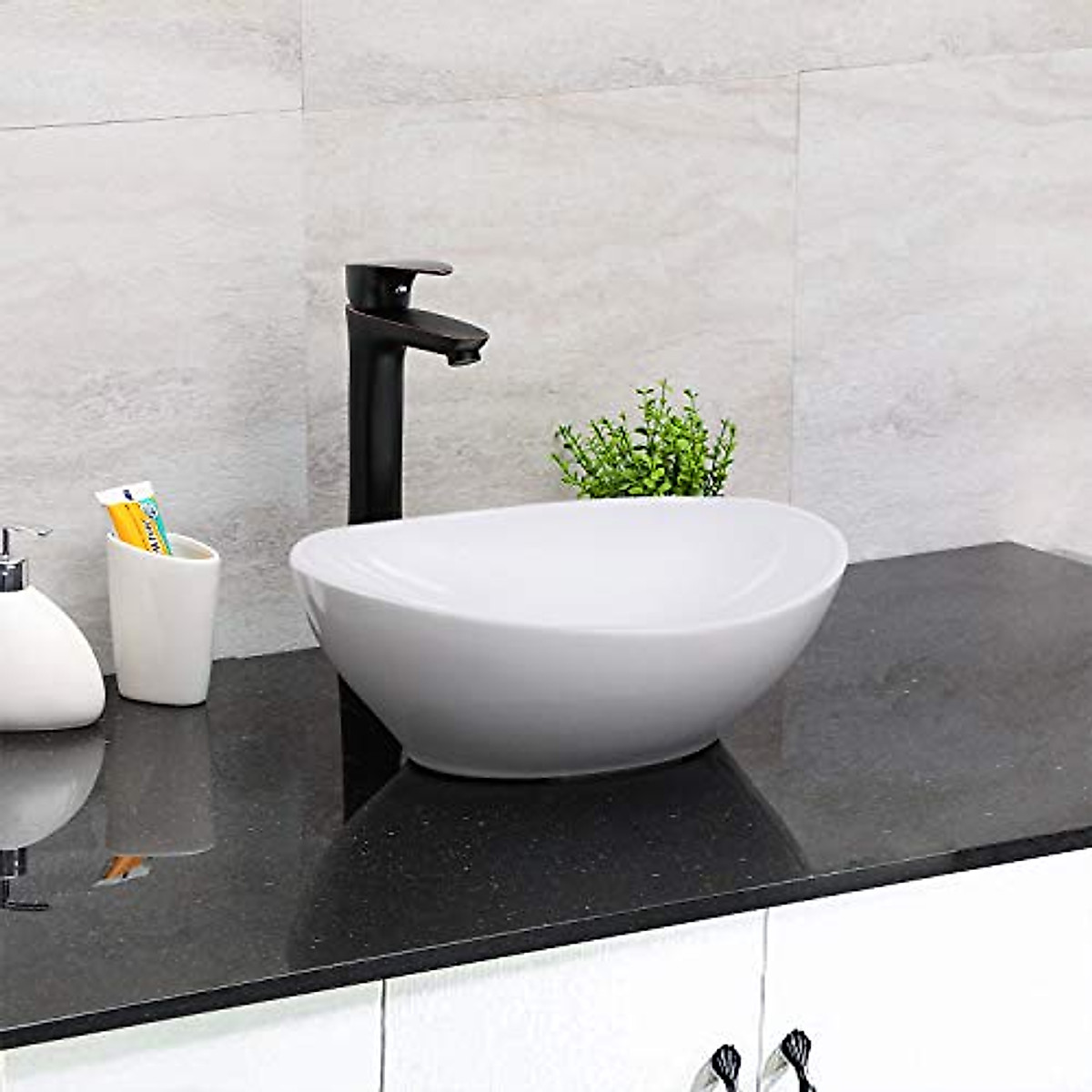 Oval Vessel Sink - Mocoloo 16” x 13“ Bathroom Sink Countertop Oval Shape Small Bathroom Sink White Porcelain Ceramic vanity Bowl, Above Counter Modern Art Bsin.