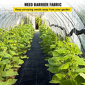 Happybuy 6x300ft Premium Weed Barrier Landscape Fabric Heavy Duty 2.4OZ, Woven Weed Control Fabric, High Permeability Good for Flower Bed, Geotextile Fabric Underlayment, Driveway Fabric Ground Cover