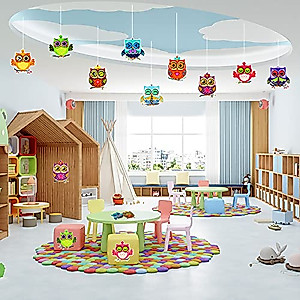 TUANTUAN 63 Pieces Owls Cut-Outs Owls Accents Paper Cutouts Adorable Owl Paper Cutouts with 100 Pieces Glue Point Dots Jungle Animal Cutouts for Bulletin Boards Back to School Classrooms Supplies