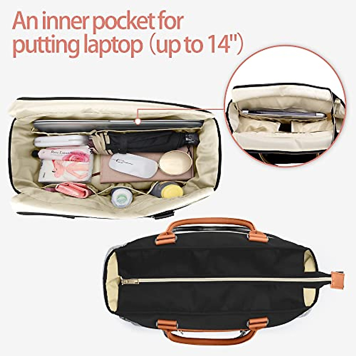 LUXJA Breast Pump Bag with Breastmilk Cooler Bag (Fits Four 5-Ounce Breastmilk Bottles), Breast Pump Tote with Pockets for Cooler Bag and Laptop (Compatible with Most Major Breast Pump), Black