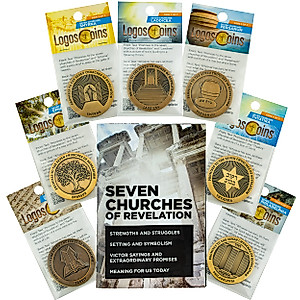 Bible Study Set, The Seven Churches of Revelation, 7 Study Booklets & 7 Challenge Coins, Bulk Bible Study Supplies for Men & Women, Christian Group Devotional Gift Set, Early Church Life Applications