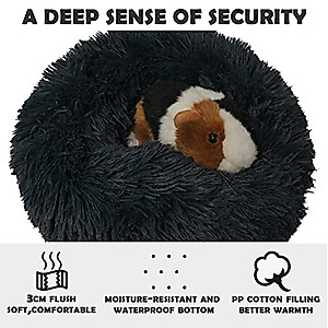 TTANFY Ferret Plush Bed Small Pet Cushion Long Plush Soft Washable for Ferret & Small Animals, black